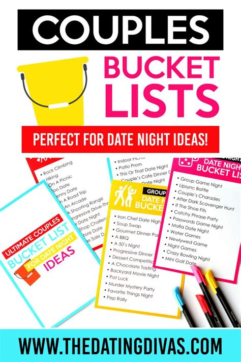 The Ultimate Bucket List For Date Night Ideas With Text That Reads