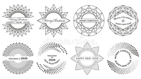 Set Of Circular Christmas Ornaments Stock Vector Illustration Of Modern Certificate 254414857