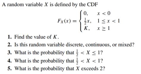 Solved A Random Variable X Is Defined By The Chegg Com
