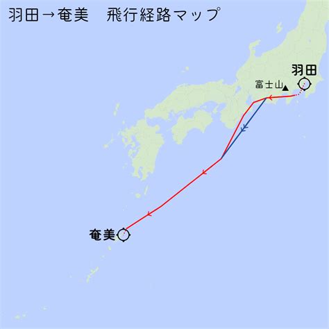 羽田奄美線から見える景色ルート Sky Scene