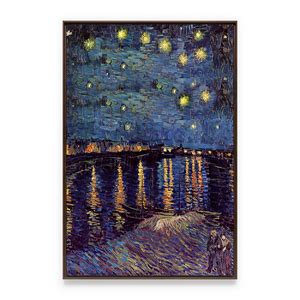 Quadro Van Gogh Noite Estrelada Sobre O Ródano Azul Obra De Arte