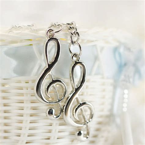 Silver Plated Musical Note Key Chain Metal Music Symbol Key Ring For