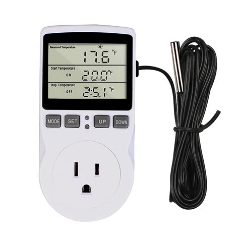 Zuyiyi Digital Thermostat Outlet Plug With Sensor Timer Lcd Screen Heating Cooling Temperature