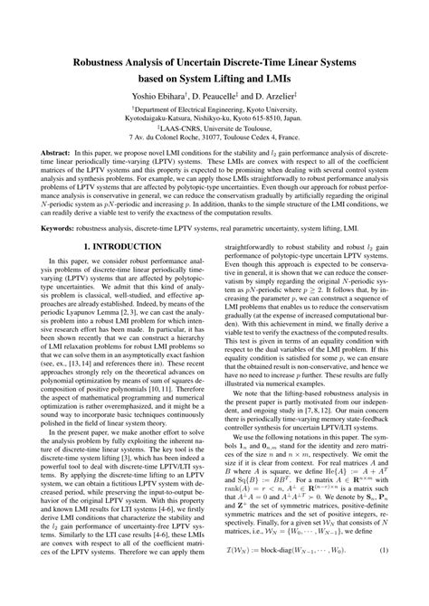 Pdf Analysis Of Uncertain Discrete Time Linear Periodic Systems Based