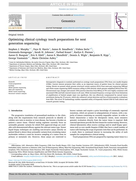 Pdf Optimizing Clinical Cytology Touch Preparations For Next Generation Sequencing