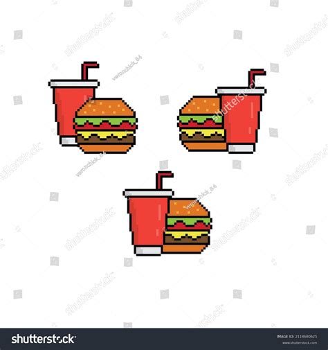 Pixel Art Fast Food Restaurant Logo Stock Vector Royalty Free