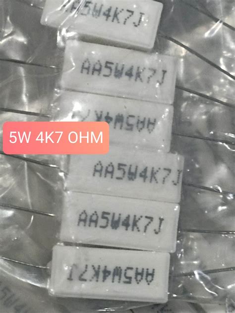 Resistor Kapur 5watt 4k7 Ohm Resistor Tahanan 5 Watt 4k7ohm 5w 4k7ohm