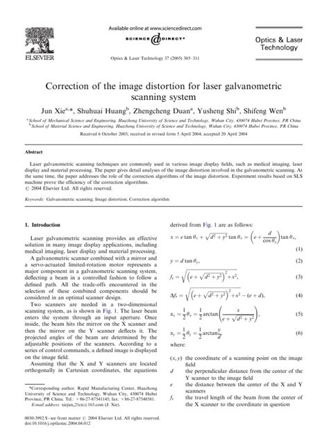 Correction Of The Image Distortion For Laser Galvanometric Pdf Image Scanner Mirror