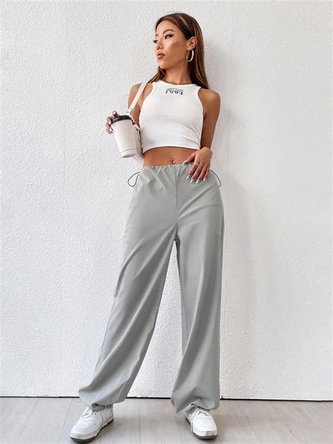 Elastic Waist Drawstring Cargo Pants Comfy Cargo Pants
