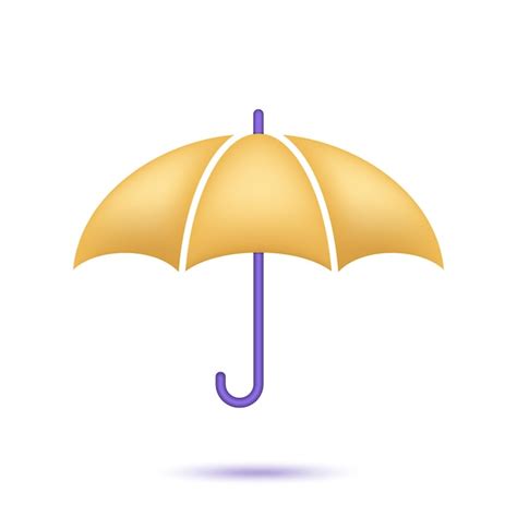 노란 우산 아이콘 3d 렌더링 프리미엄 벡터