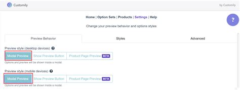 Preview Styles Customily