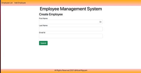 GitHub Alicenguyen EmployeeManagementSystem Full Stack CRUD Application Using Angular And