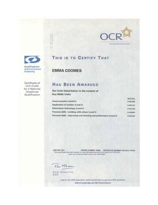 Key Skills Certificate PDF