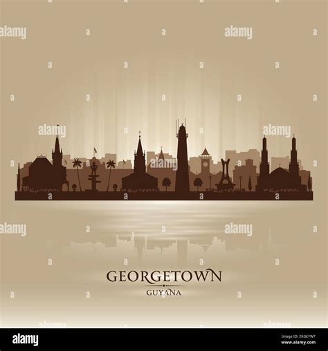 Georgetown Guyana City Skyline Vector Silhouette Illustration Stock