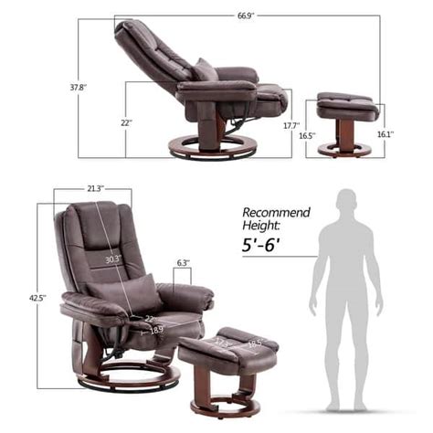 Mcombo Swivel Recliner With Ottoman Vibration Massage Lumbar Pillow