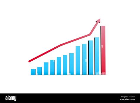 3d Rendering Front View Of Business Statistic Increasing Graph Chart Isolated On White