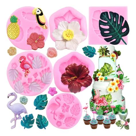 Moldes Para Fondant De Flores De Hibisco Flamencos Y Hojas Meses Sin Intereses