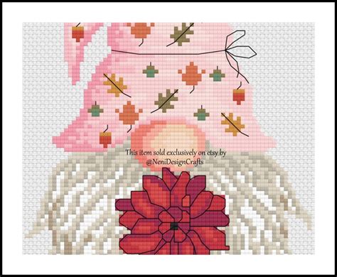 Autumn Garden Gnome Cross Stitch Pattern Gnome Cross Stitch Etsy