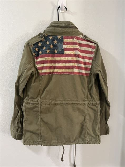 Ralph Lauren Military Field Jacket American Flag Back Gem