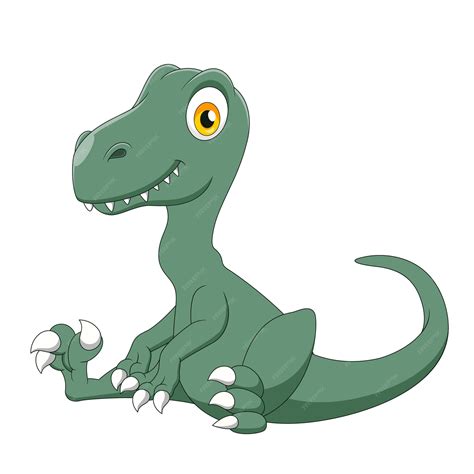 Premium Vector Cute Little Velociraptor Cartoon Sitting Vector