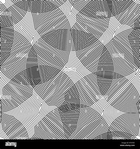 Vector Monochrome Seamless Pattern Curved Lines Black White Background Abstract Dynamical