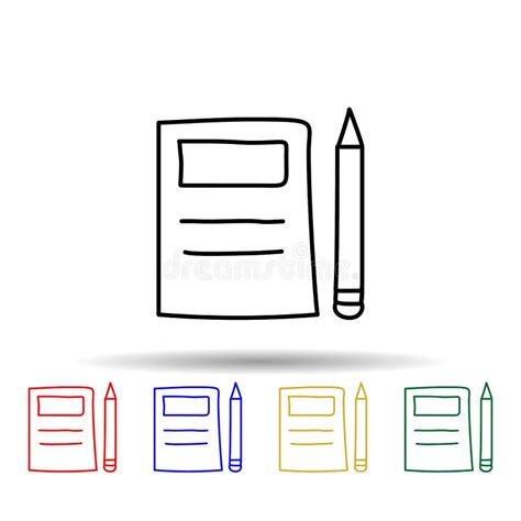 Notebook And Pencil Sketch Multi Color Style Icon Simple Thin Line