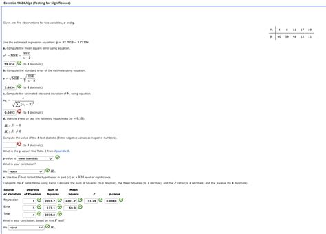 Solved Given Are Five Observations For Two Variables X And Chegg