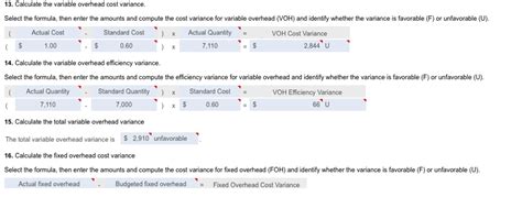 Solved 13 Calculate The Variable Overhead Cost Variance