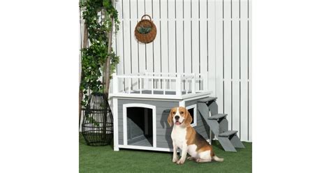 Pawhut Cusca De Exterior Pentru Caini Cu Balcon Scari Cusca Pentru Caini Rezistenta La