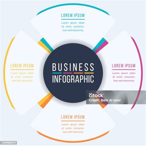 비즈니스 인포그래픽 디자인 4단계 개체 요소 또는 옵션 인포그래픽 비즈니스 서클 템플릿 0명에 대한 스톡 벡터 아트 및 기타 이미지 0명 4 개념 Istock