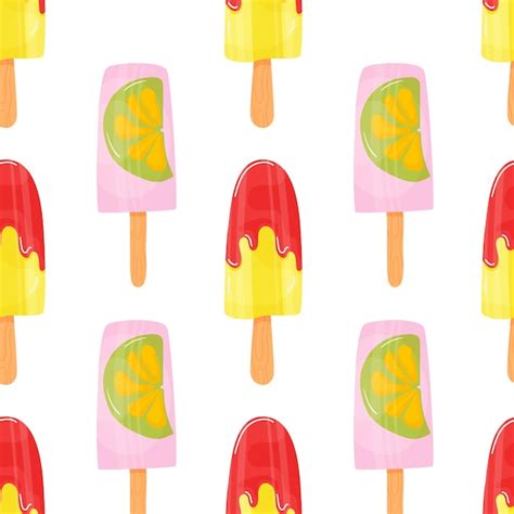 Juego De Helados De Verano De Paletas Vector Premium