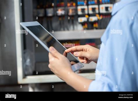 Electrician Engineer Using Software Check Service Maintenance