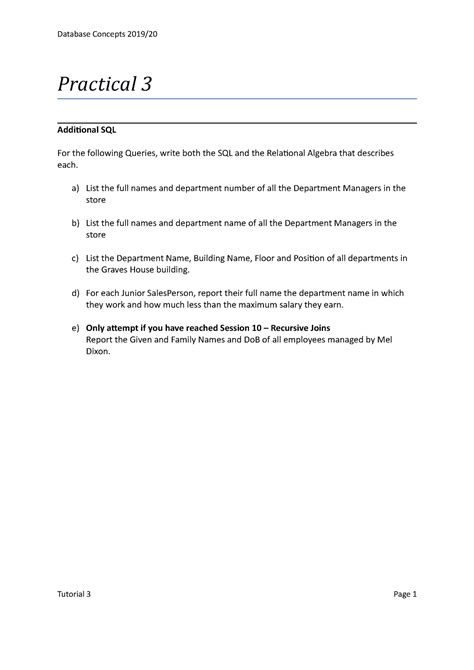 Practical Answers Database Concepts Practical Additional
