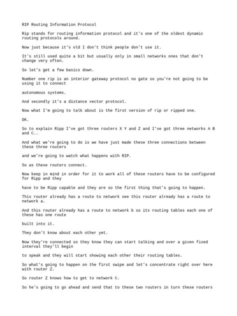 Rip Routing Information Protocol Pdf Routing Network Protocols