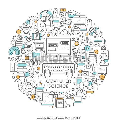 Vector Line Concept Computer Science Modern Stock Vector Royalty Free 1331019089 Shutterstock