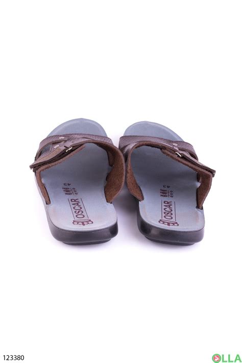 Чоловічі коричневі шльопанці з еко шкіри И 26 купити недорого в інтернет магазині «olla Україна