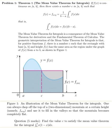 Solved Oblem 1 Theorem 1 The Mean Value Theorem For