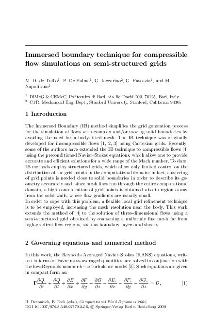pdf immersed boundary technique for compressible flow simulations on