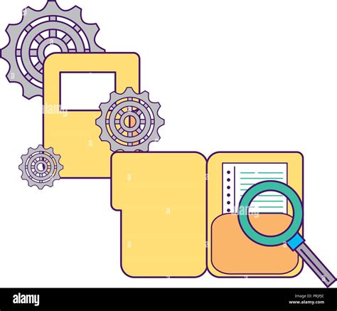 Office Folder File Magnifying Glass Document Stock Vector Image And Art