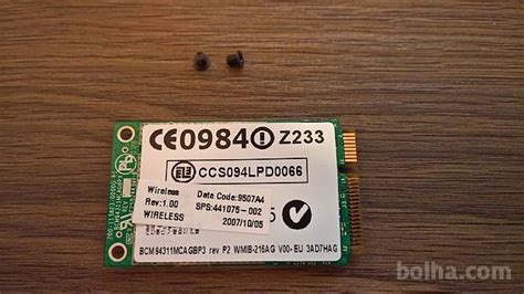 Prodam WiFi brezžično kartico Mini PCI E mPCIe za prenosnik