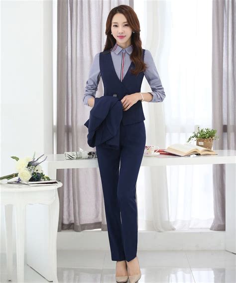 Pantsuits Women Waistcoat And Vest 2 Piece Pant And Top Sets Formal