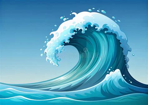 A Minimalist Illustration Of A Towering Tsunami Wave Capturing The Raw