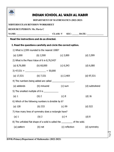 Fillable Online MIDTERM EXAM REVISION WORKSHEET Fax Email Print PdfFiller