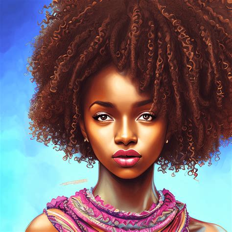 Hyper Detailed Color Portrait Of A Brown Skin Girl Big · Creative Fabrica