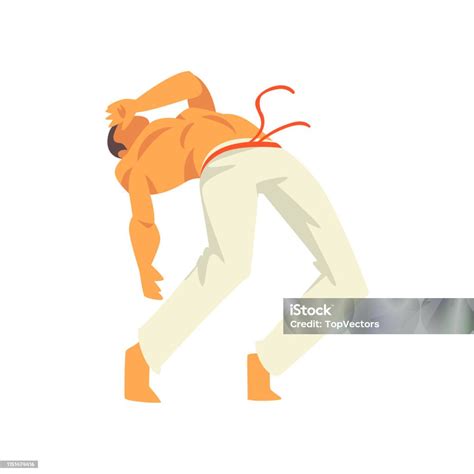 젊은 남자 연습 카 포에 라 운동 사람 기대어 다시 브라질 전국 투쟁 벡터 일러스트 레이 션 카포에이라에 대한 스톡 벡터 아트 및 기타 이미지 Istock
