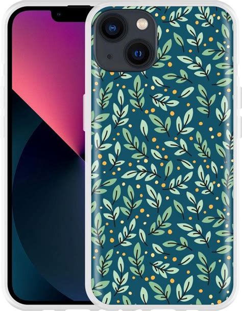 Geschikt Voor Apple IPhone 13 Hoesje Blaadjespatroon Designed By Cazy