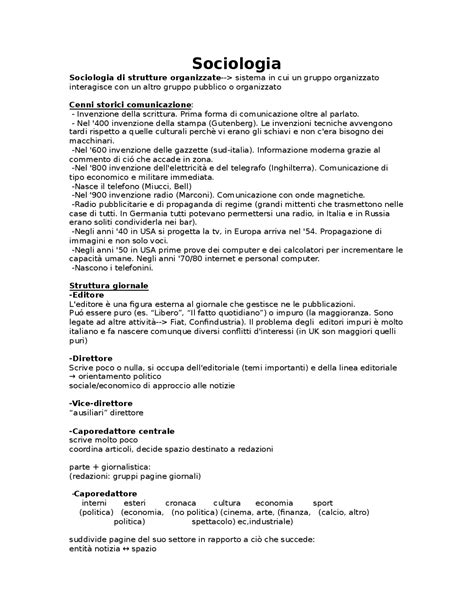 Appunti Lezioni Sociologia Della Comunicazione Giusto Docsity