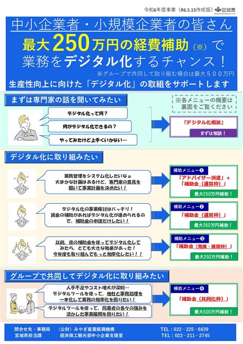「宮城県中小企業等デジタル化支援事業補助金」の募集について 石巻かほく商工会