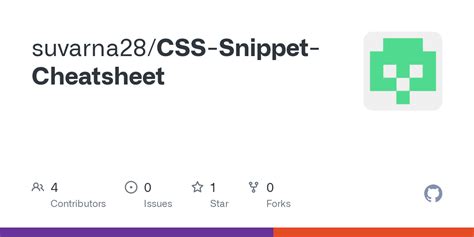 GitHub Suvarna CSS Snippet Cheatsheet
