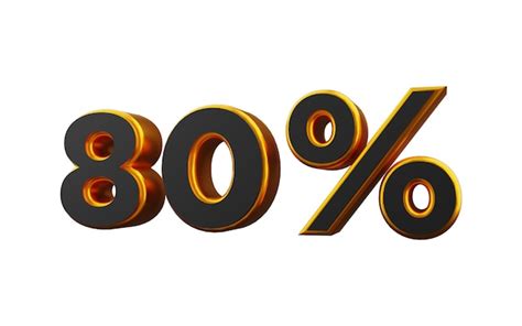 Premium Photo 80 Percent Golden 3d Illustration 3d Golden Eighty